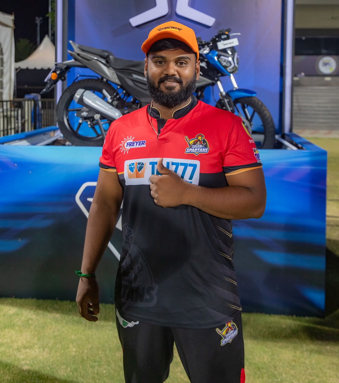 R Kavin poses with the Orange Cap in the TNPL | ESPNcricinfo.com