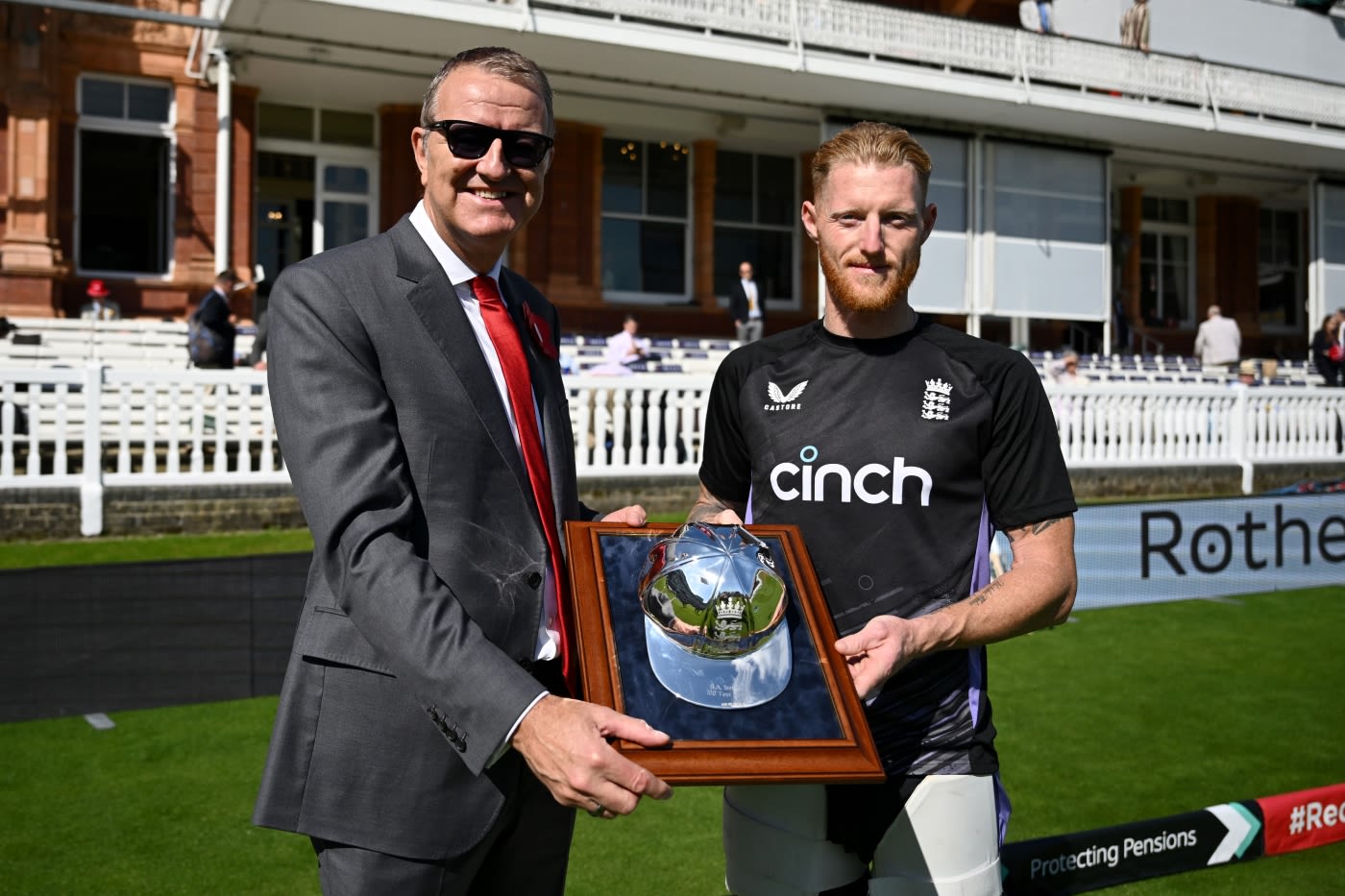 ECB chair Richard Thompson presents Ben Stokes a silver cap for ...