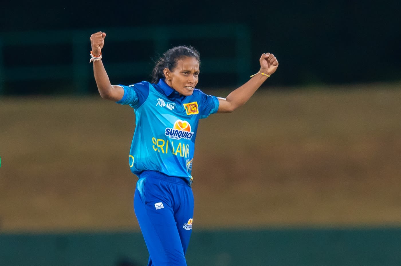 Inoshi Priyadharshani came away with 2 for 17 in her four overs ...