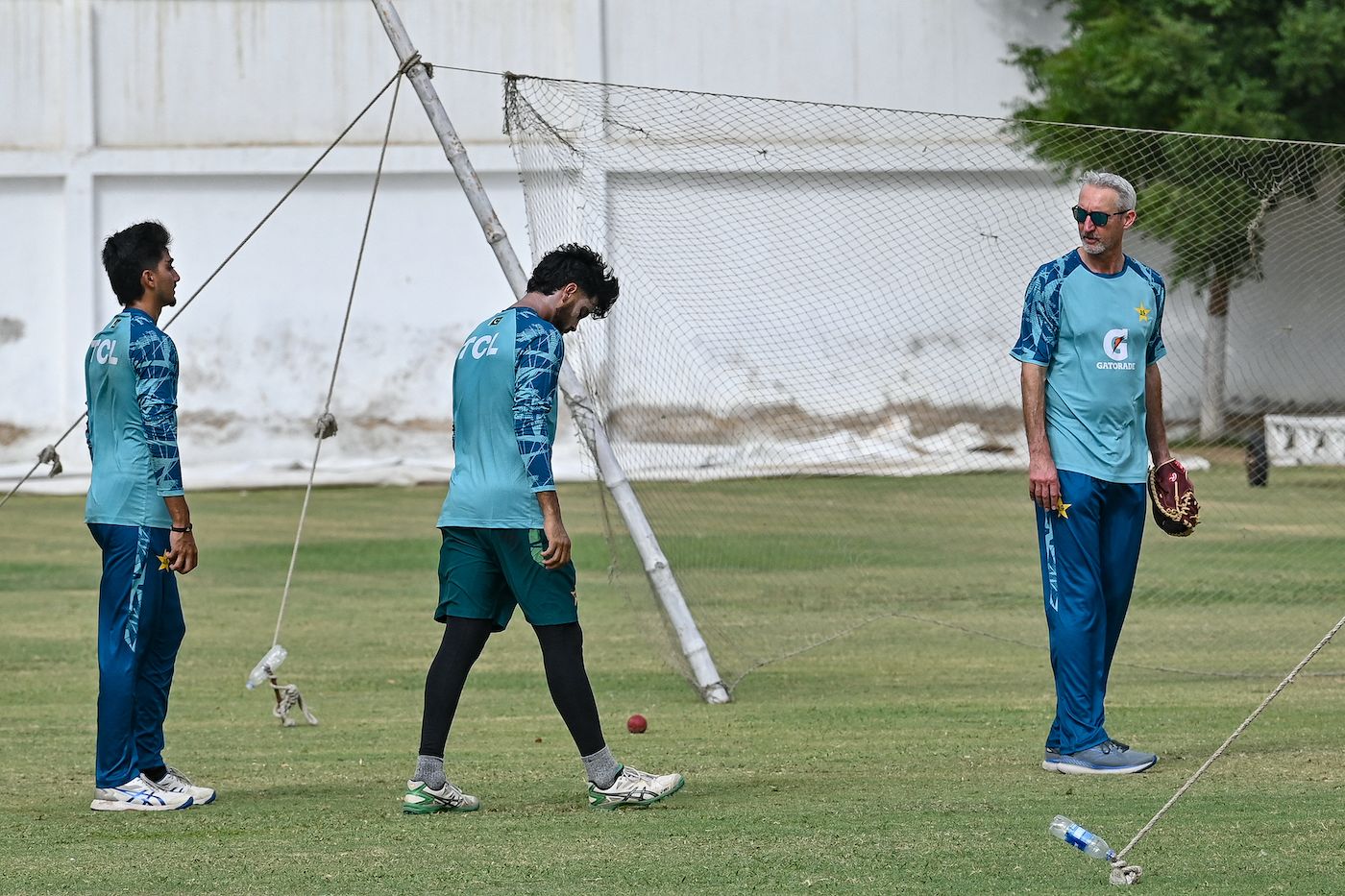 Pakistan's Test coach Jason Gillespie at a training session ...