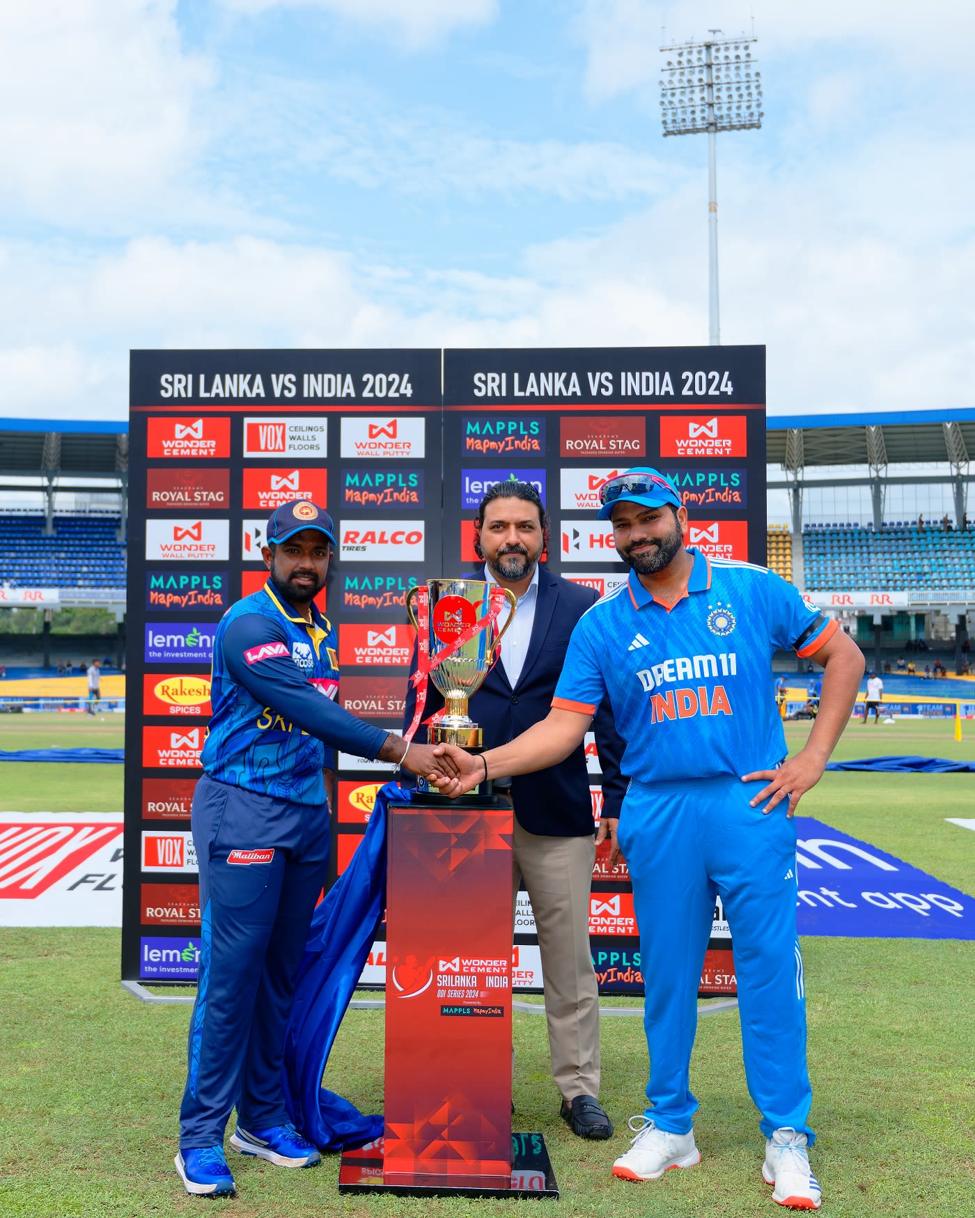 Charith Asalanka and Rohit Sharma unveil the ODI series trophy | ESPNcricinfo.com