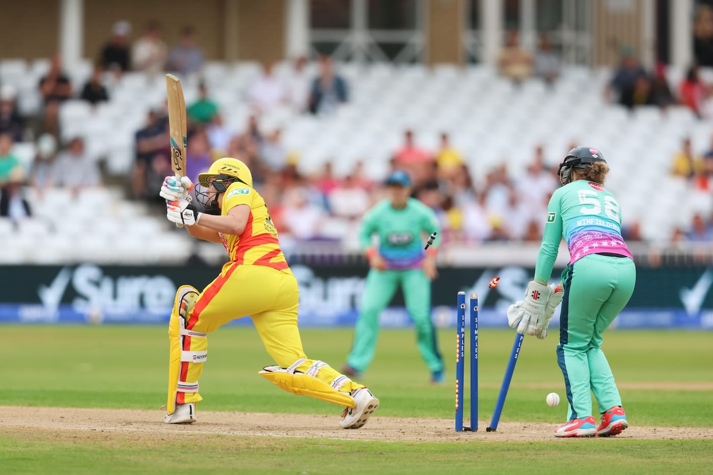 Nat Sciver-Brunt is bowled by Rachel Slater for a duck | ESPNcricinfo.com