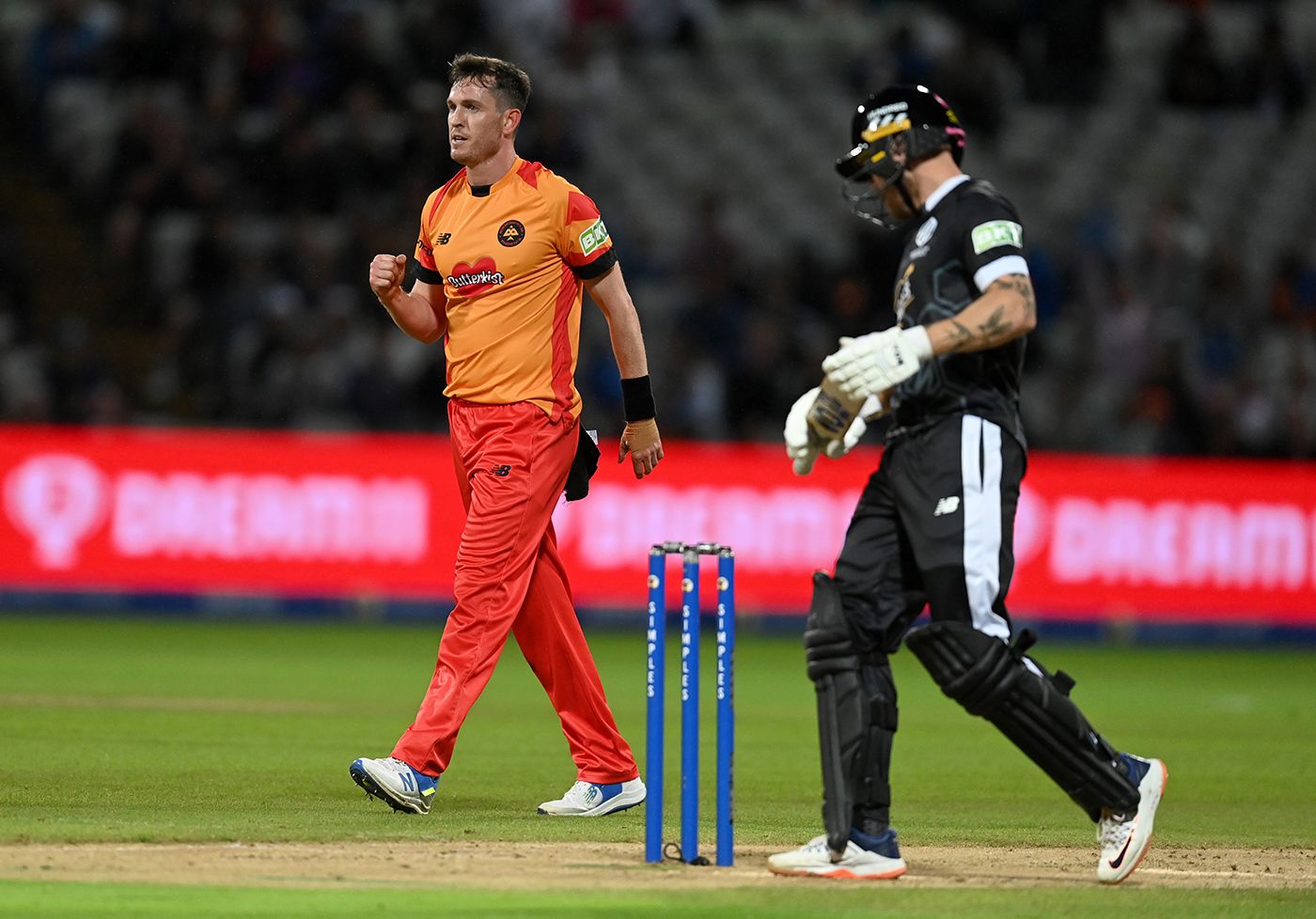 Adam Milne celebrates dismissing Phil Salt | ESPNcricinfo.com