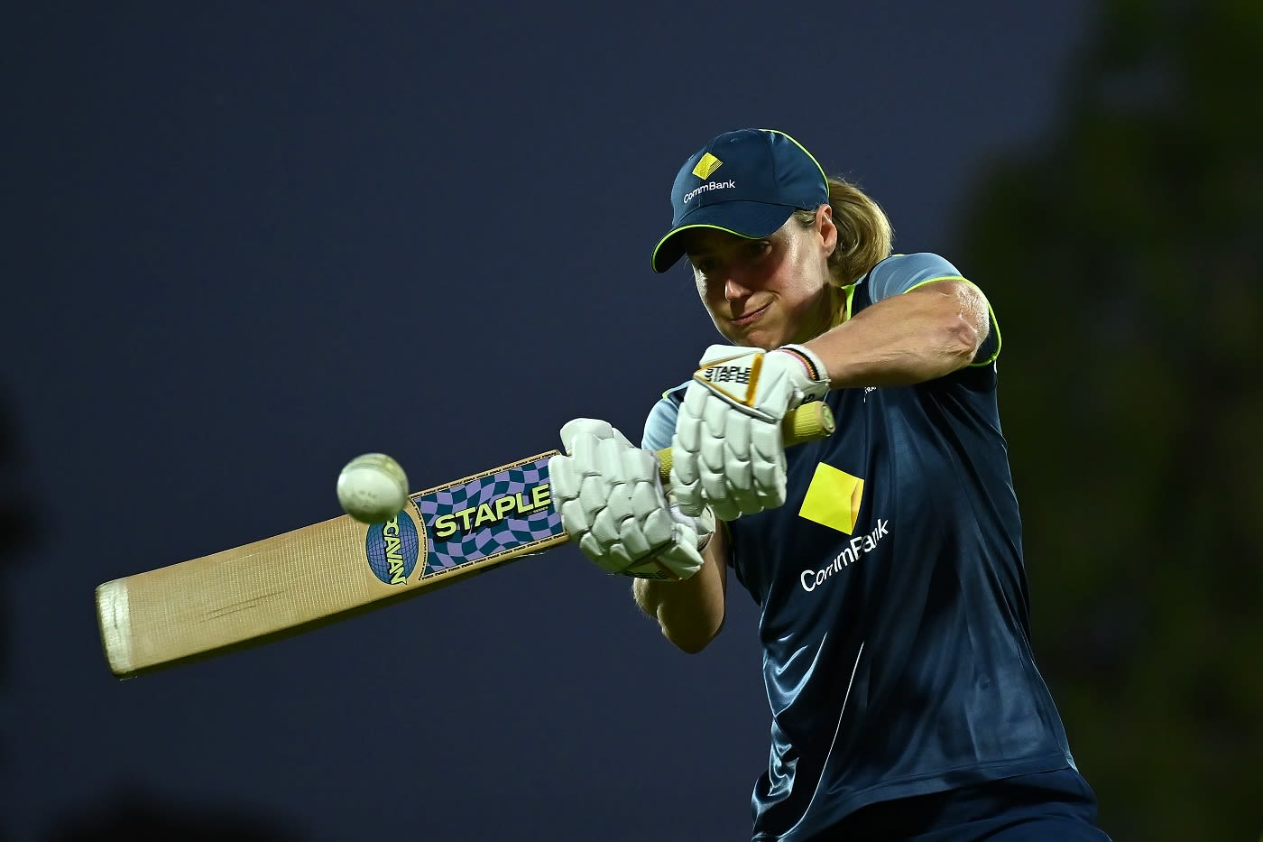 Ellyse Perry watches the ball onto the bat | ESPNcricinfo.com