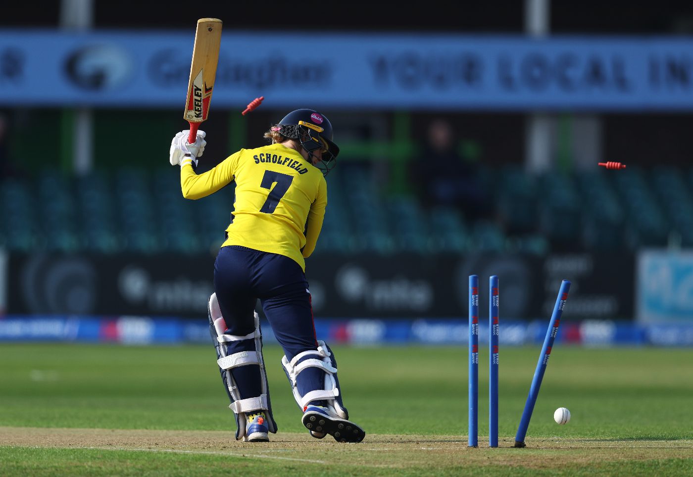 Paige Scholfield was bowled by an inswinger as South East Stars ...