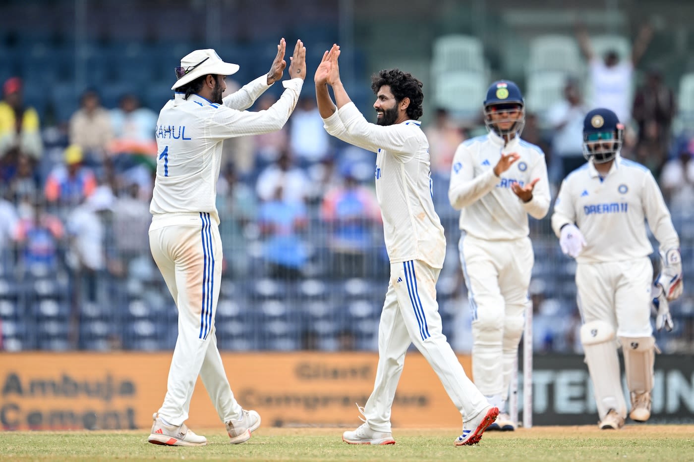 Ravindra Jadeja started his tally with the wicket of Litton Das ...