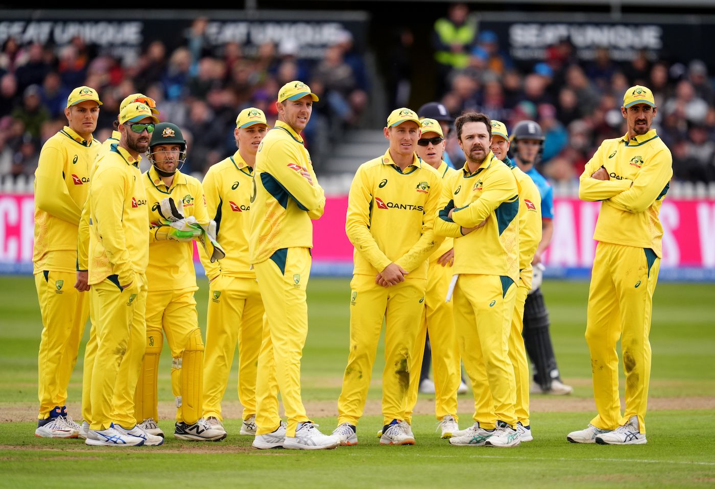 Australia's fielders took the field on a cold Bristol morning ...