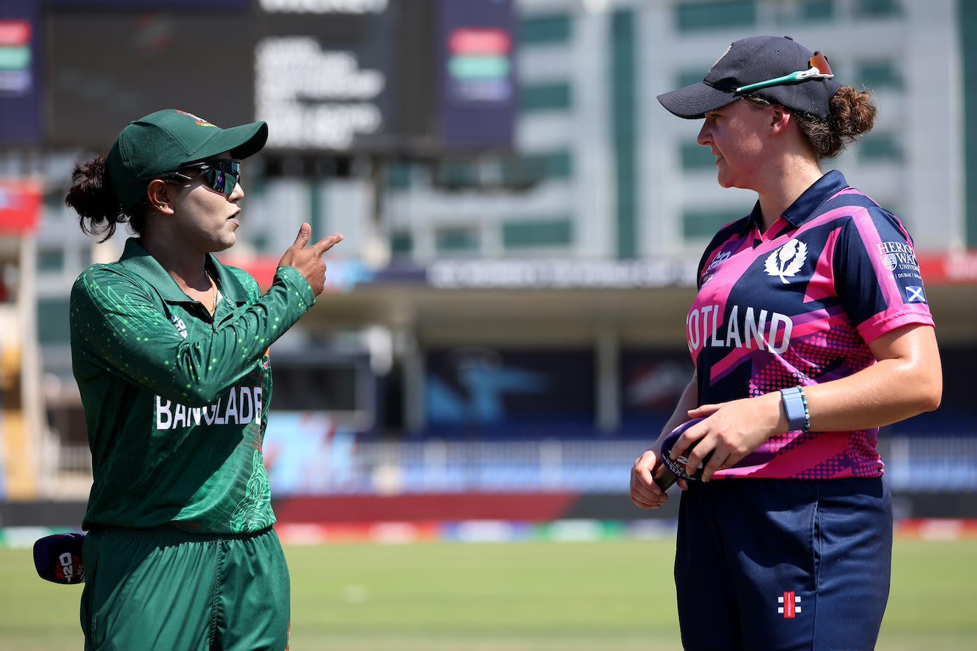 Nigar Sultana and Kathryn Bryce have a chat at the toss | ESPNcricinfo.com