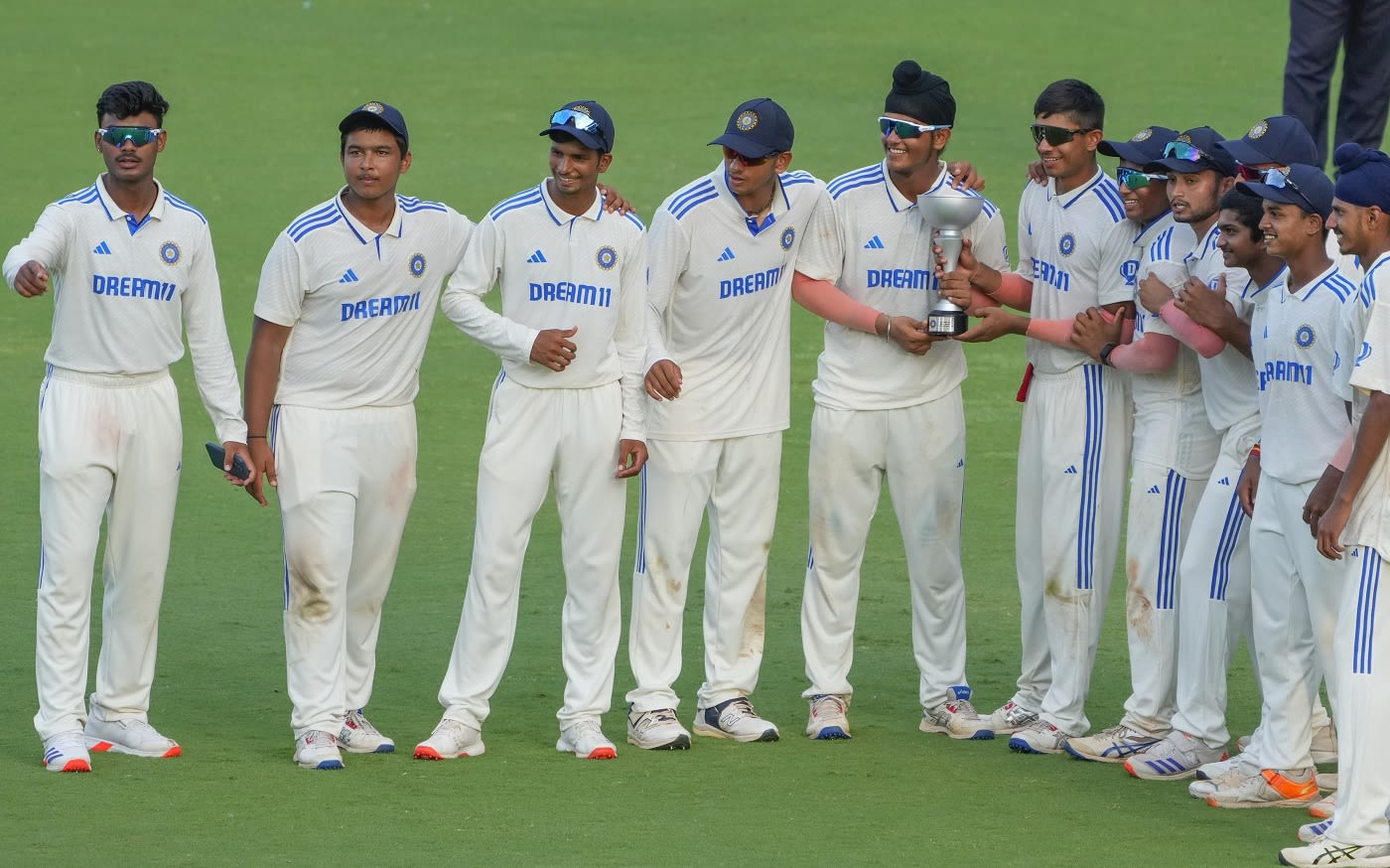 India Under-19 players celebrate after sweeping Australia Under-19 2-0 ...