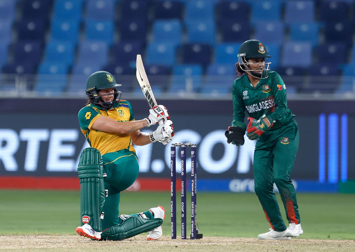 Tazmin Brits sweeps during South Africa's chase | ESPNcricinfo.com