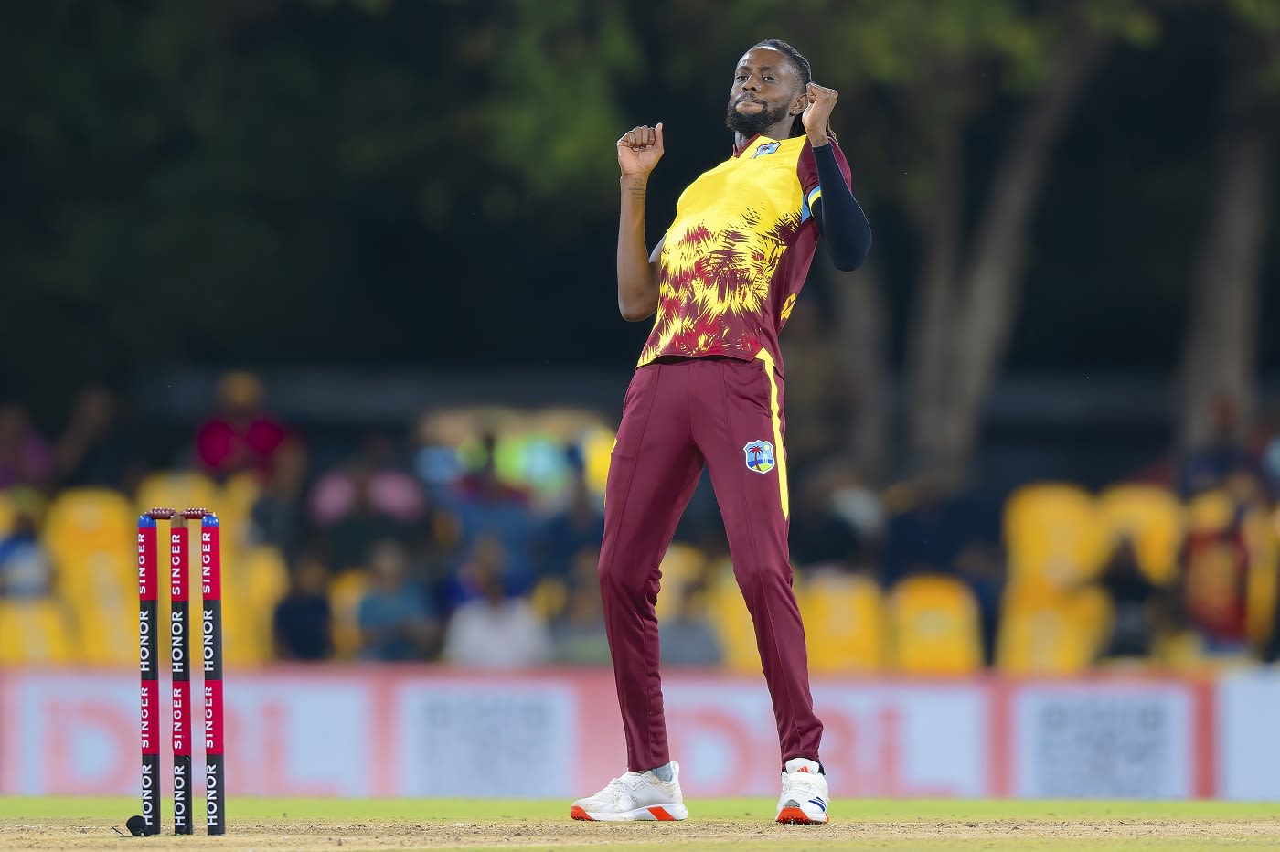 Shamar Springer celebrates dismissing Kusal Mendis | ESPNcricinfo.com