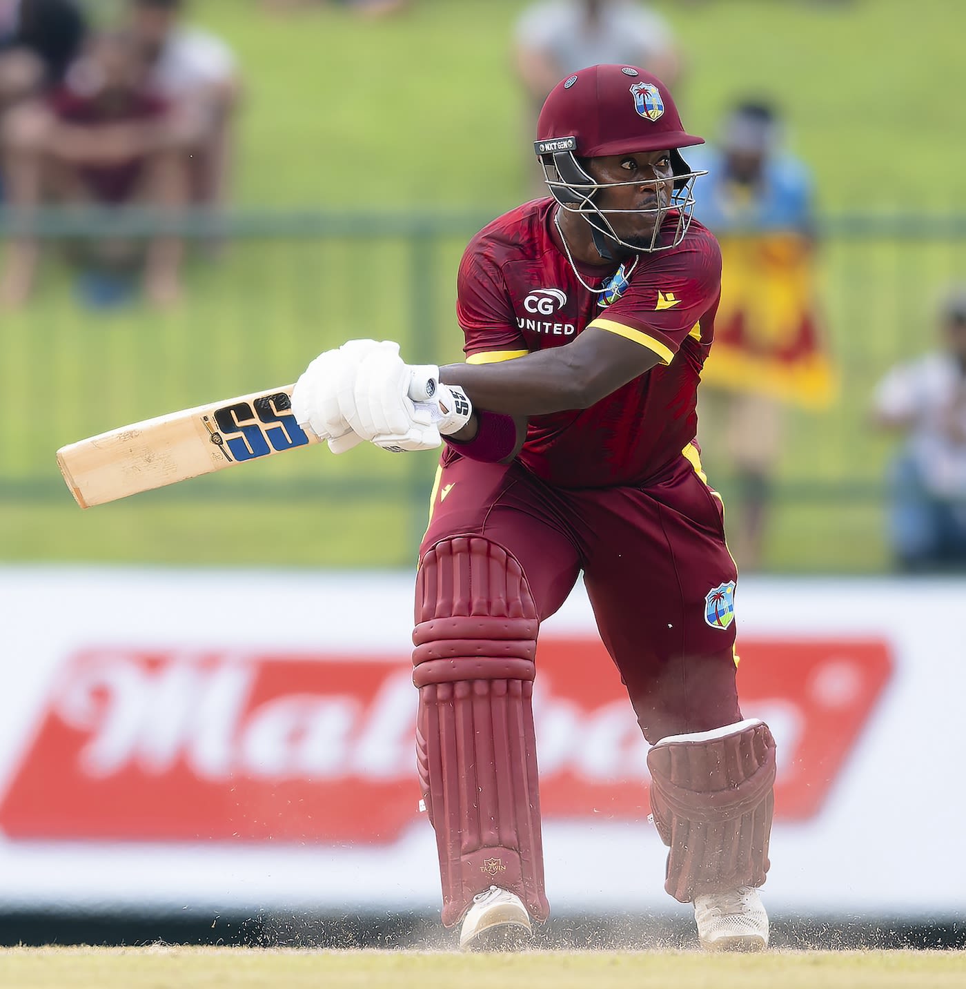 Sherfane Rutherford played his shots when he got the chance ...