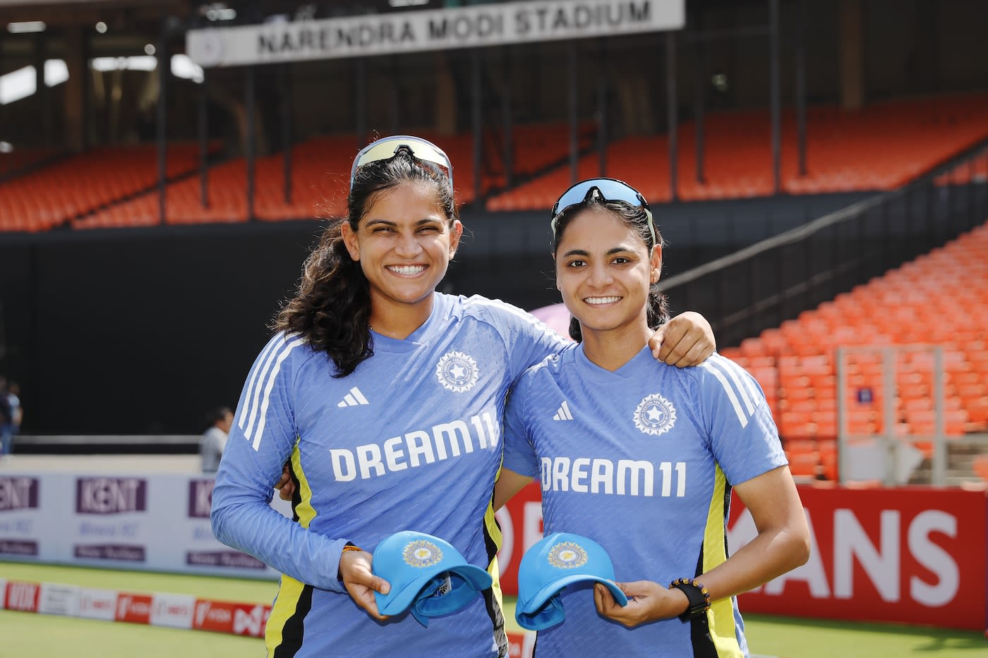 Tejal Hasabnis and Saima Thakor were all smiles to get their ODI caps ...