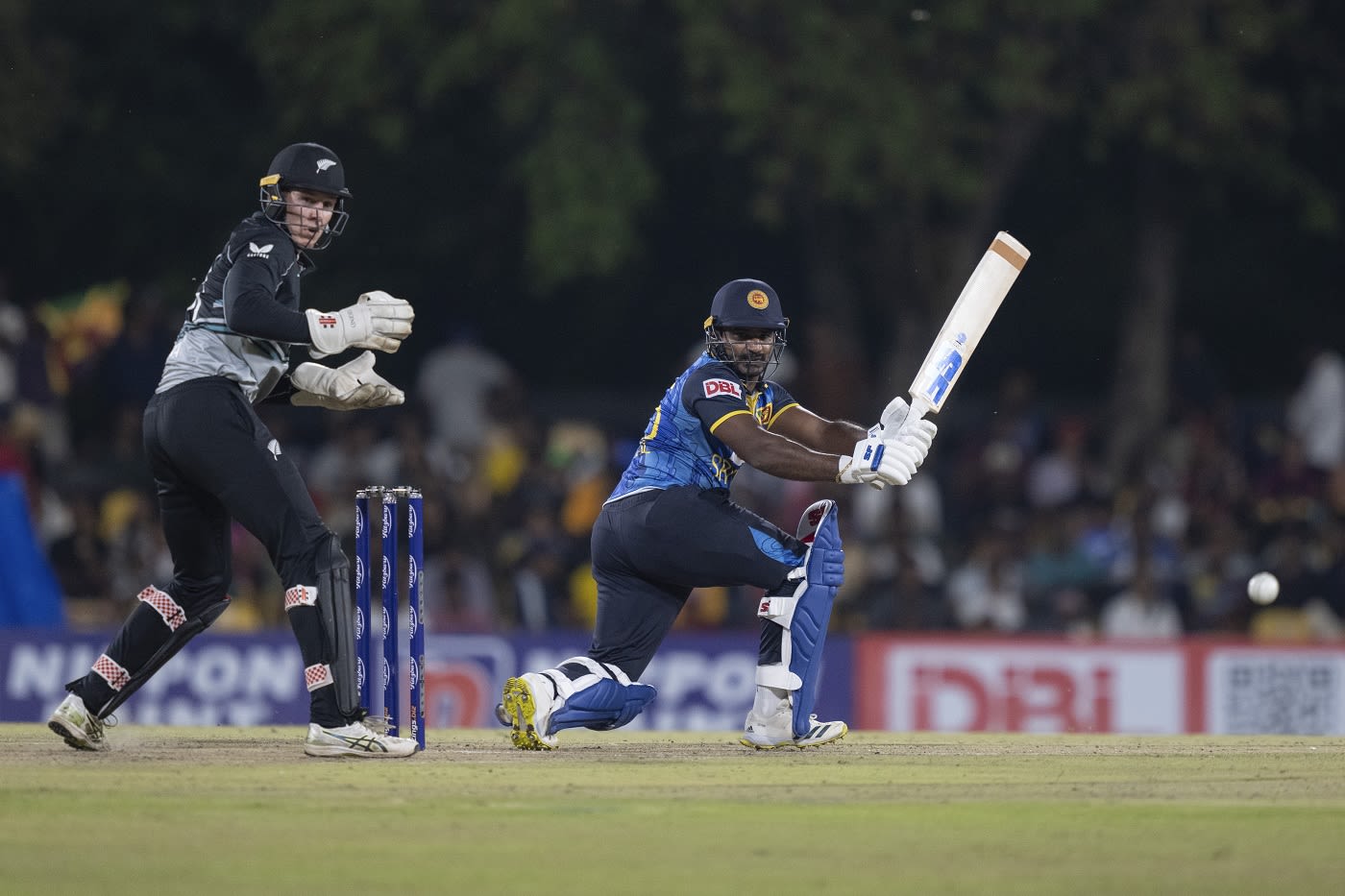 Mitchell Hay looks on as Kusal Perera plays a sweep | ESPNcricinfo.com