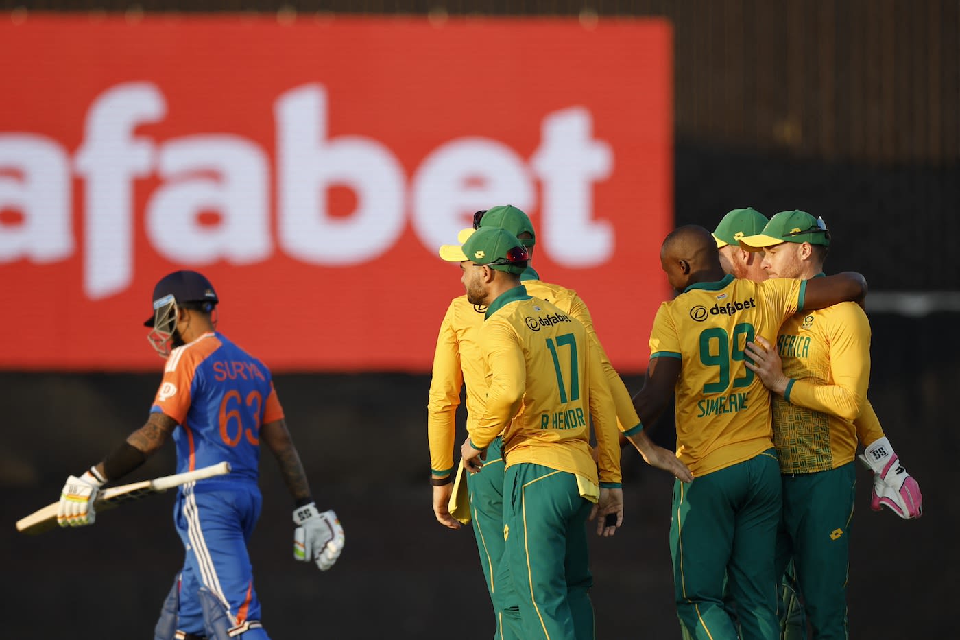 Andile Simelane celebrates with his team-mates after removing ...