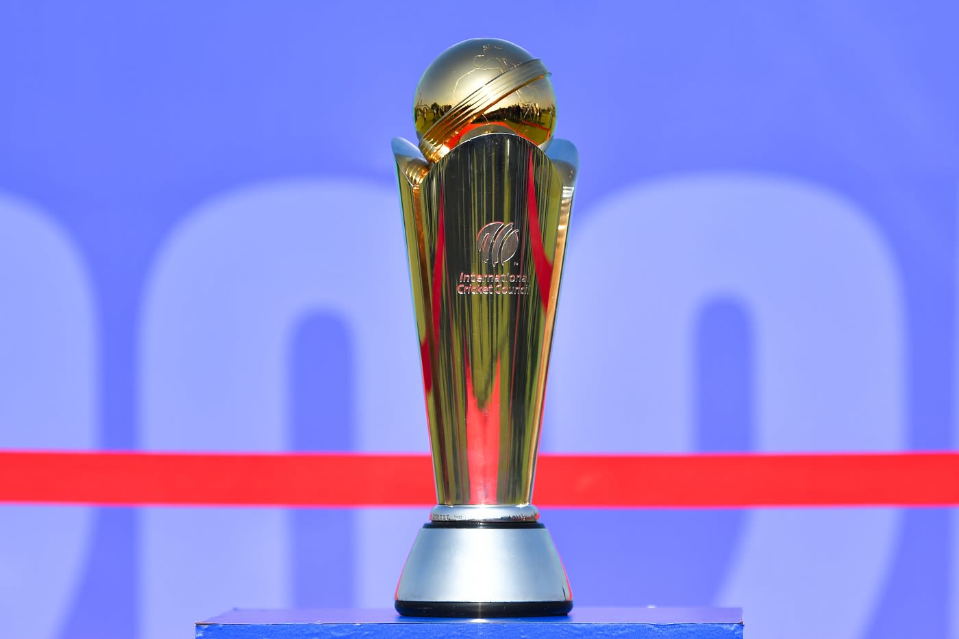 The Champions Trophy on display during the trophy tour | ESPNcricinfo.com