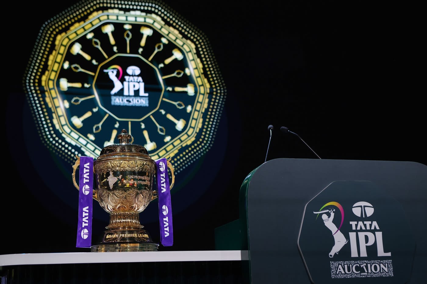 The IPL trophy on display ahead of day two of the IPL 2025 auction | ESPNcricinfo.com