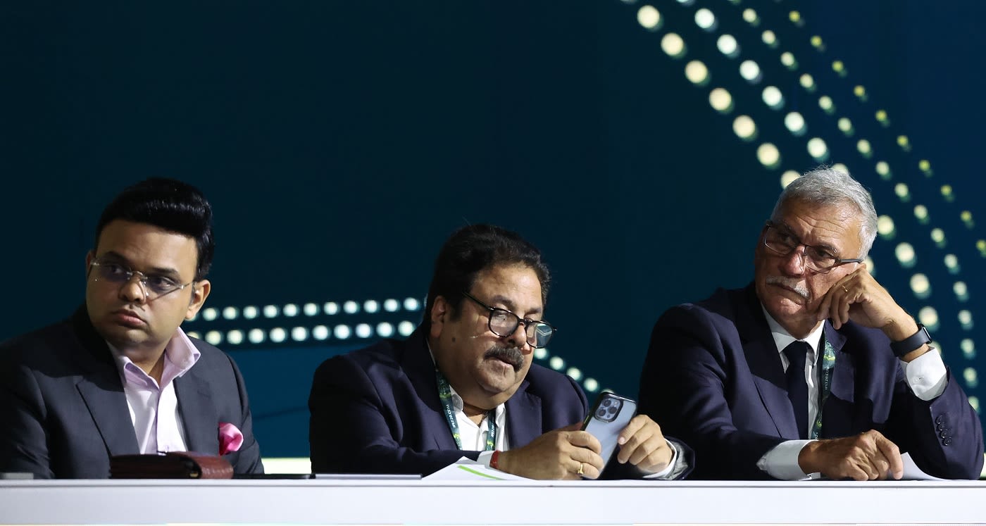 Jay Shah, Rajeev Shukla and Roger Binny at the auction | ESPNcricinfo.com