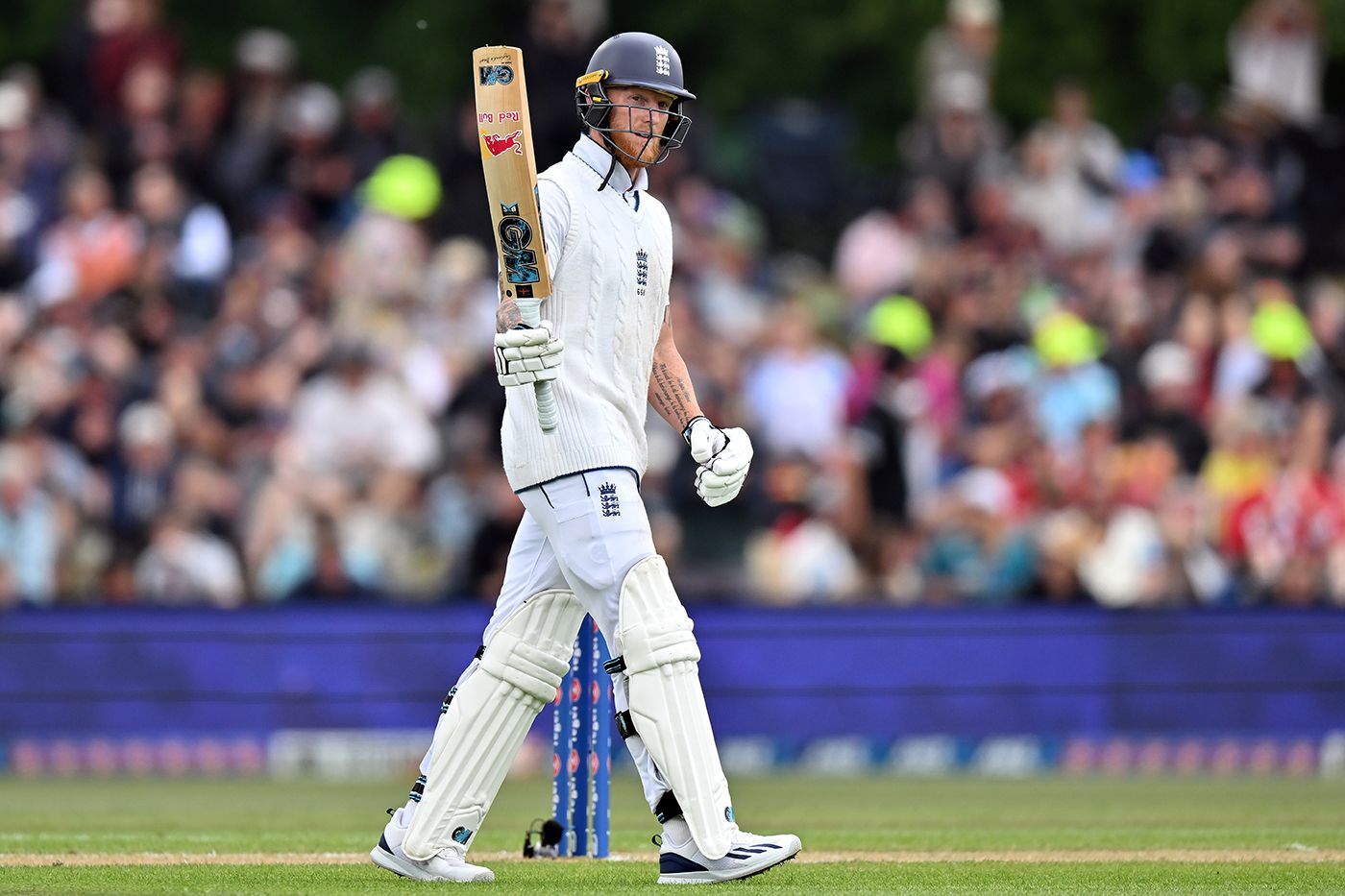 Ben Stokes acknowledges the applause for his half-century ...