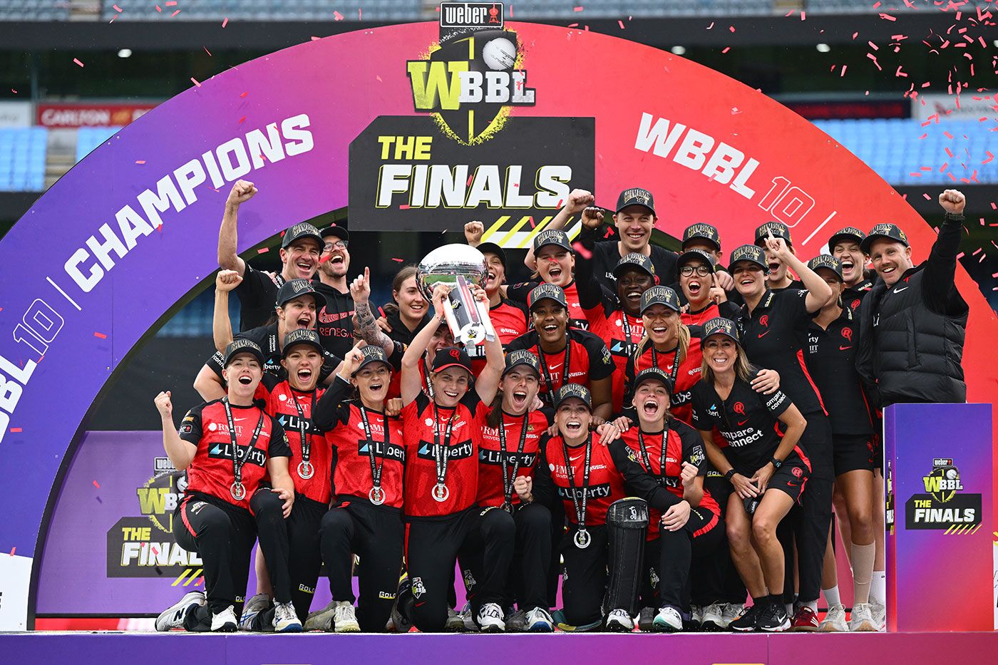 Champions! Melbourne Renegades with the WBBL trophy | ESPNcricinfo.com
