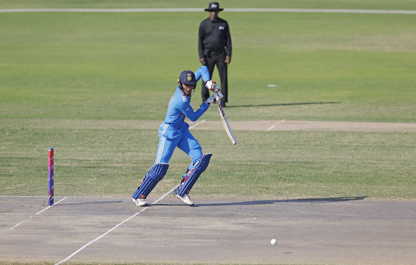 C Andre Siddarth forces the ball away to cover | ESPNcricinfo.com