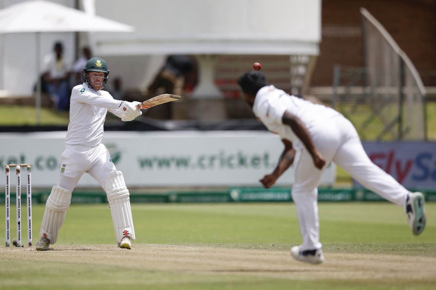 Kyle Verreynne slaps the ball away to look for quick runs ...