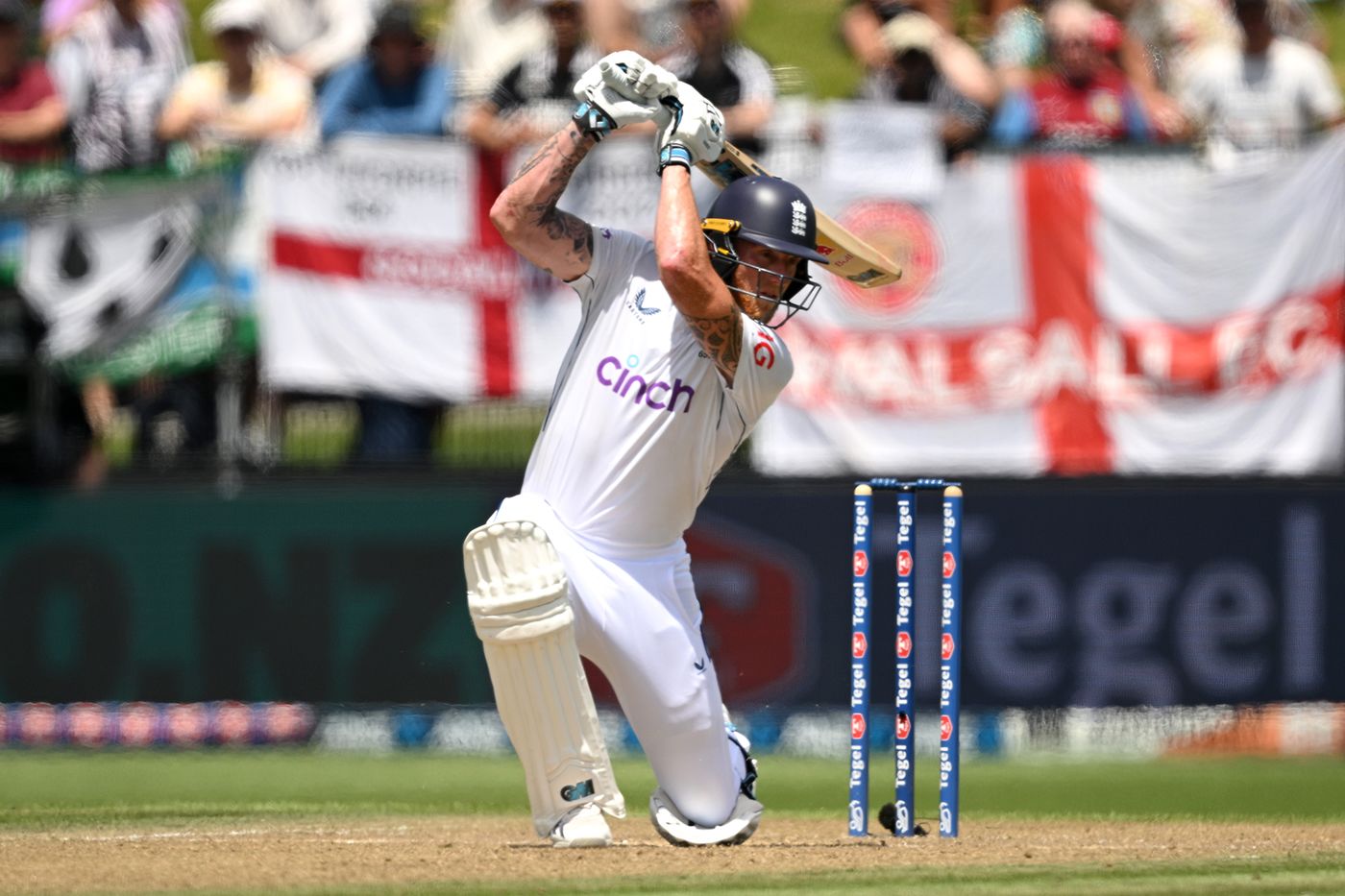 Ben Stokes kneels into a cover drive | ESPNcricinfo.com