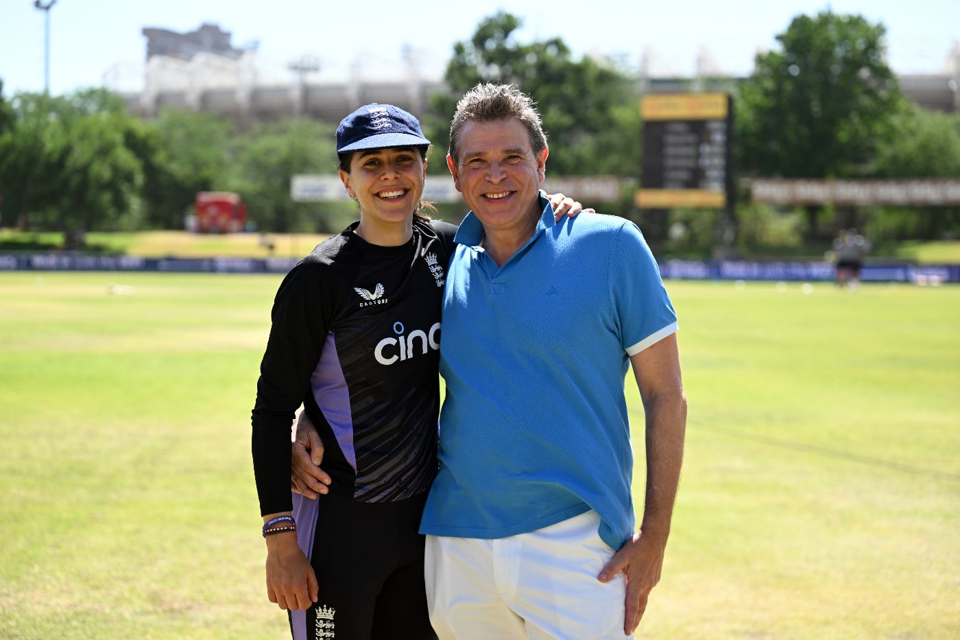 Maia Bouchier and her father Anthony after her Test cap presentation ...