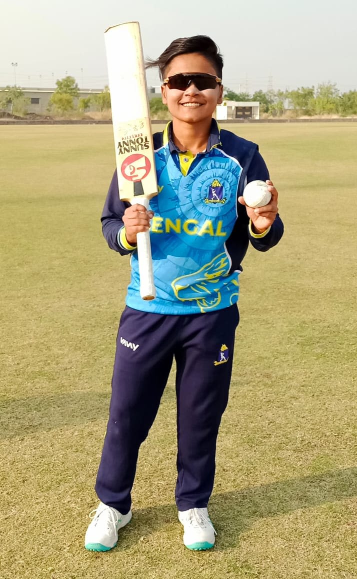 Tanusree Sarkar strikes a pose after her Player-of-the-Match ...