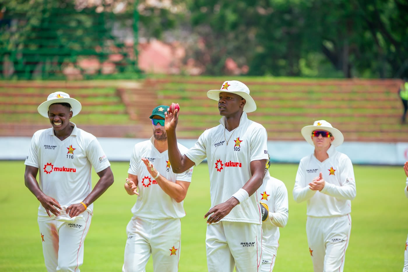 Blessing Muzarabani walks back with his career best figures of 6 for 95 ...