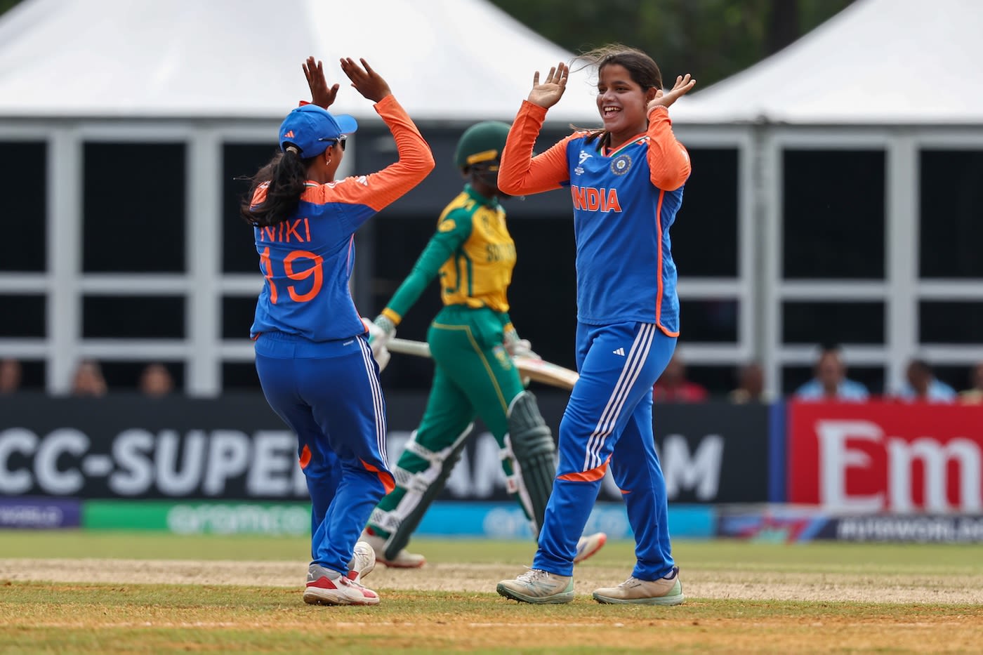 Captain Niki Prasad goes on to congratulate Aayushi Shukla after a ...