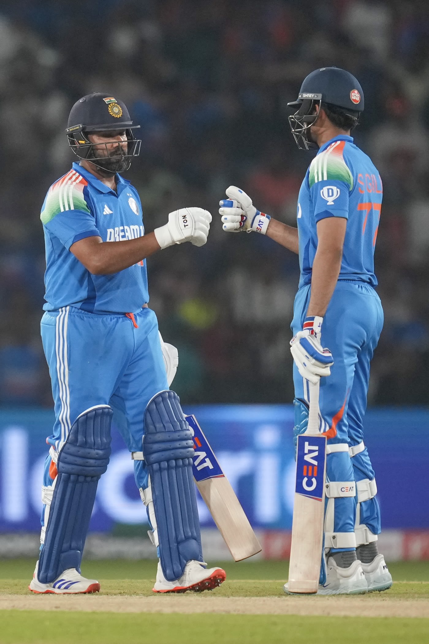 Rohit Sharma and Shubman Gill played contrasting roles up top ...