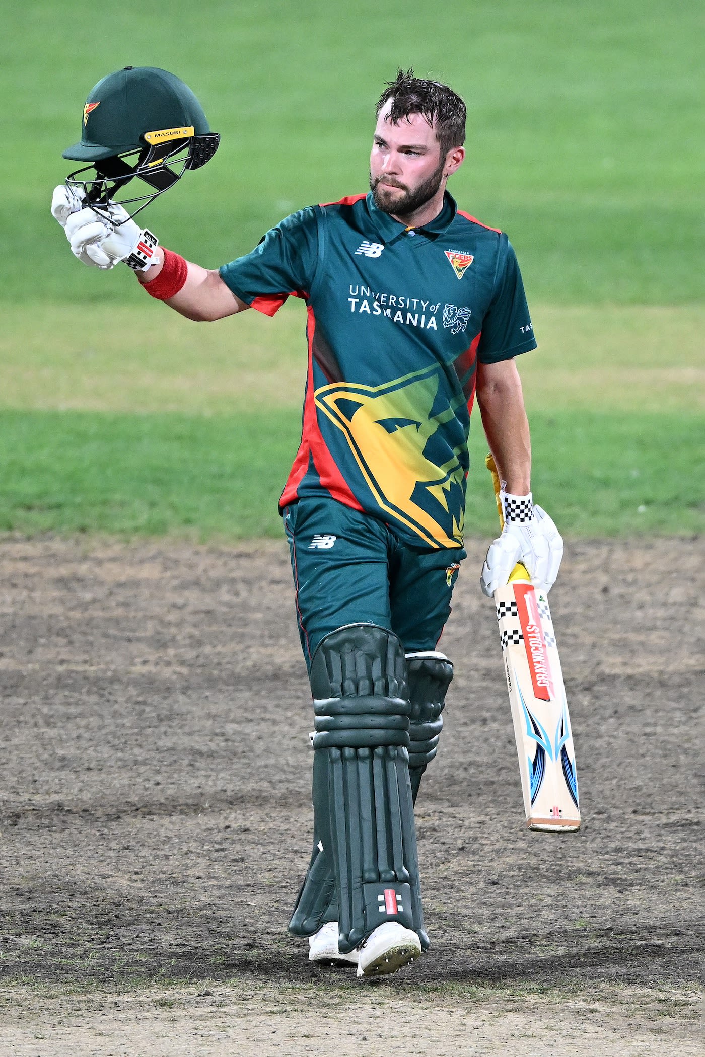Caleb Jewell celebrates his century | ESPNcricinfo.com