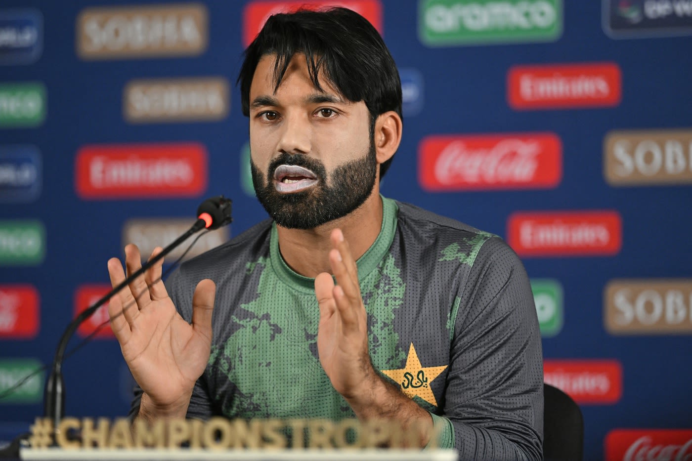 Mohammad Rizwan at a press conference on the eve of the Champions ...