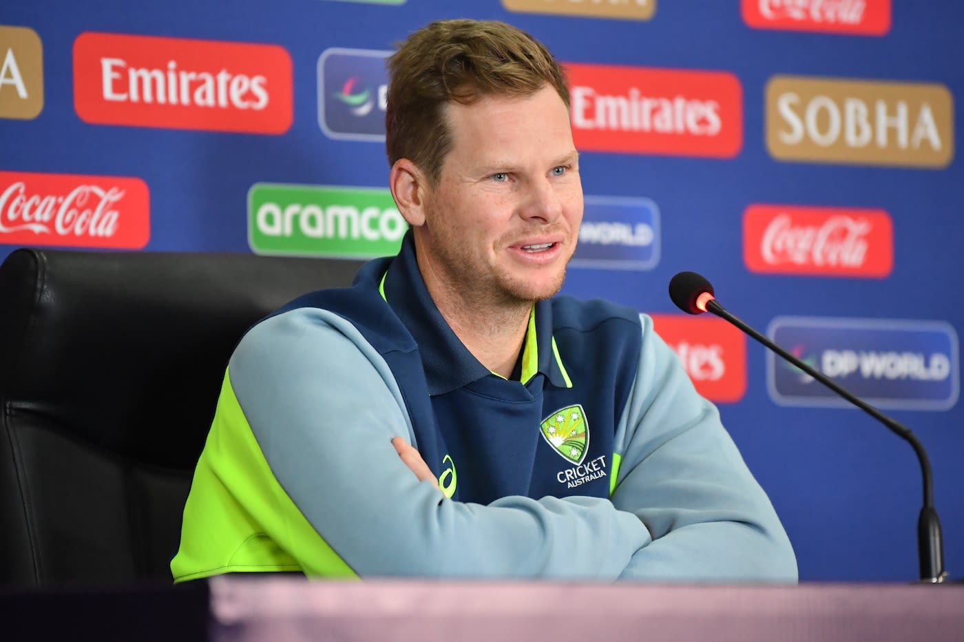 Steven Smith spoke to the media before their tournament opener ...