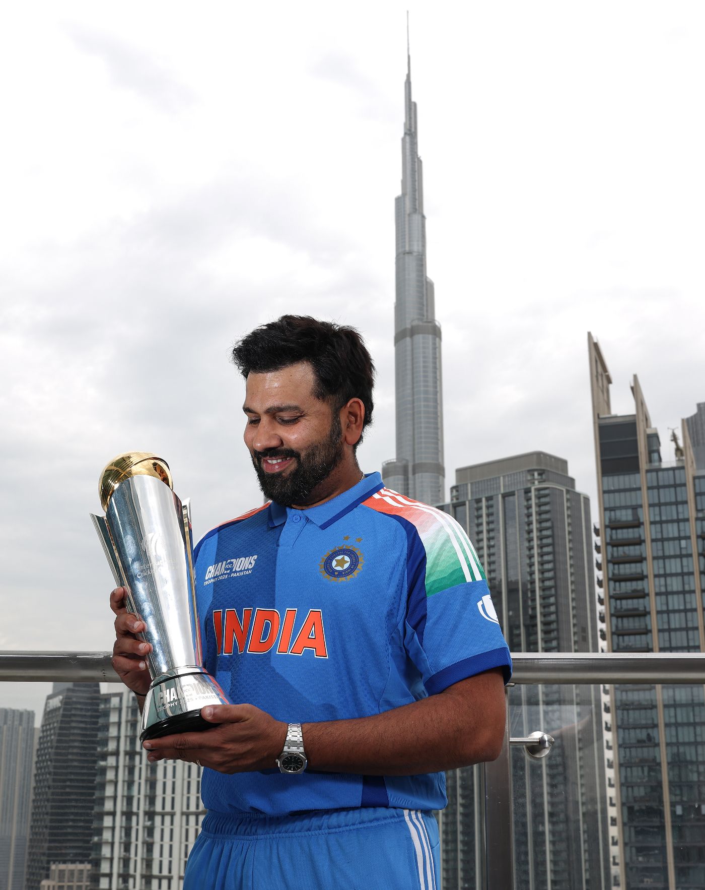 Rohit Sharma with the Champions Trophy silverware, the day after India ...