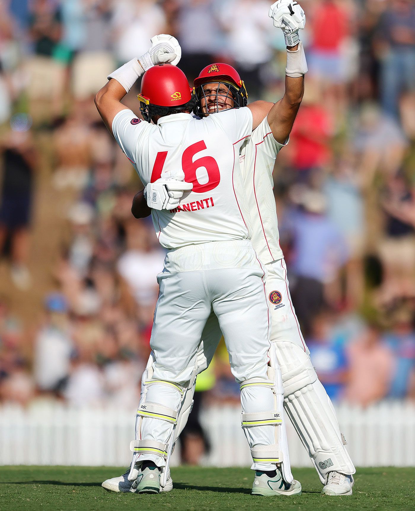 Jason Sangha and Ben Manenti embrace as the Shield is secured ...