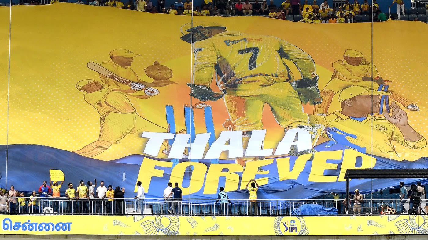 Chennai Super Kings fans put up a huge banner for MS Dhoni at Chepauk ...