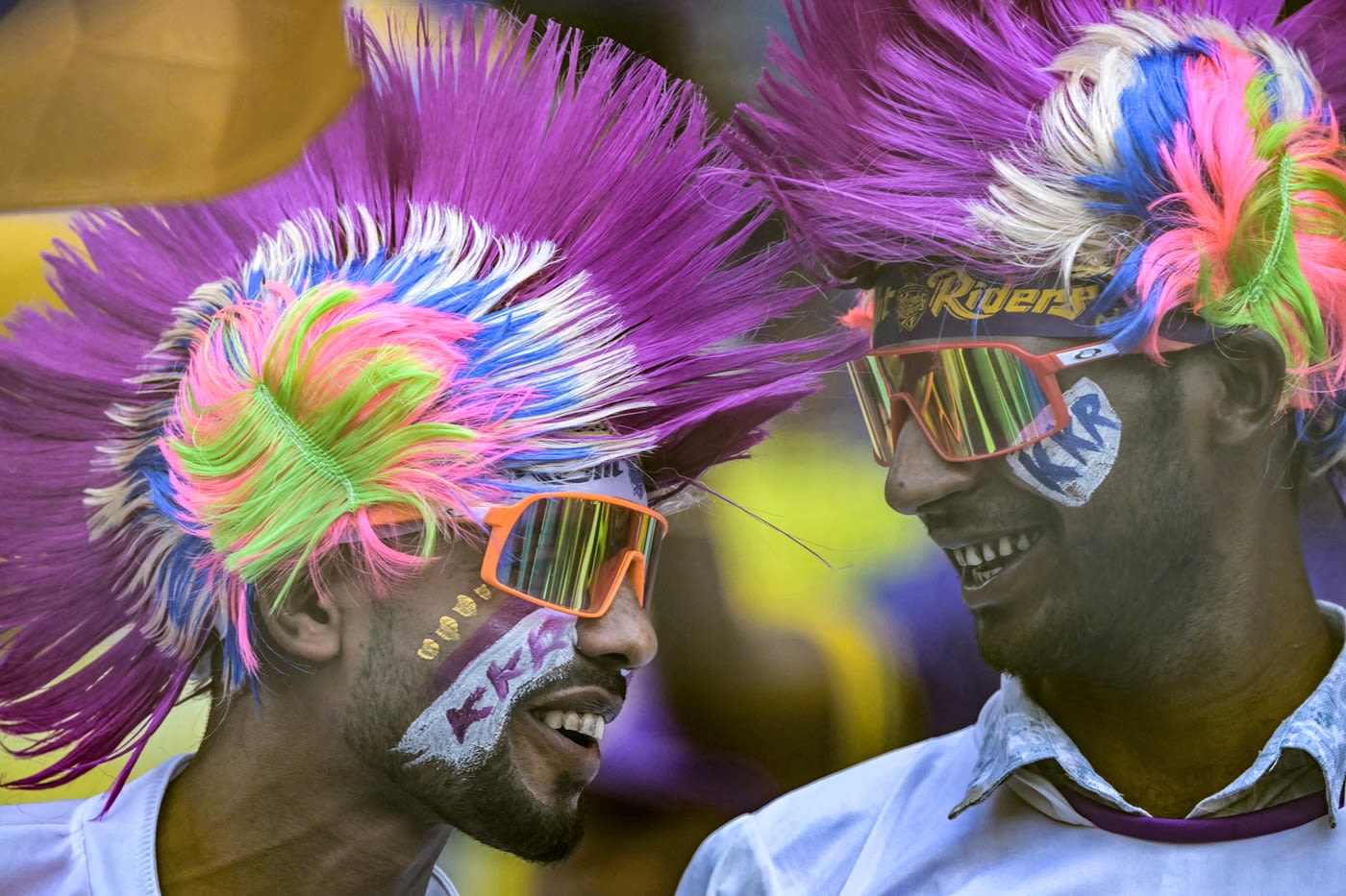 KKR fans sport a mohawk headgear | ESPNcricinfo.com