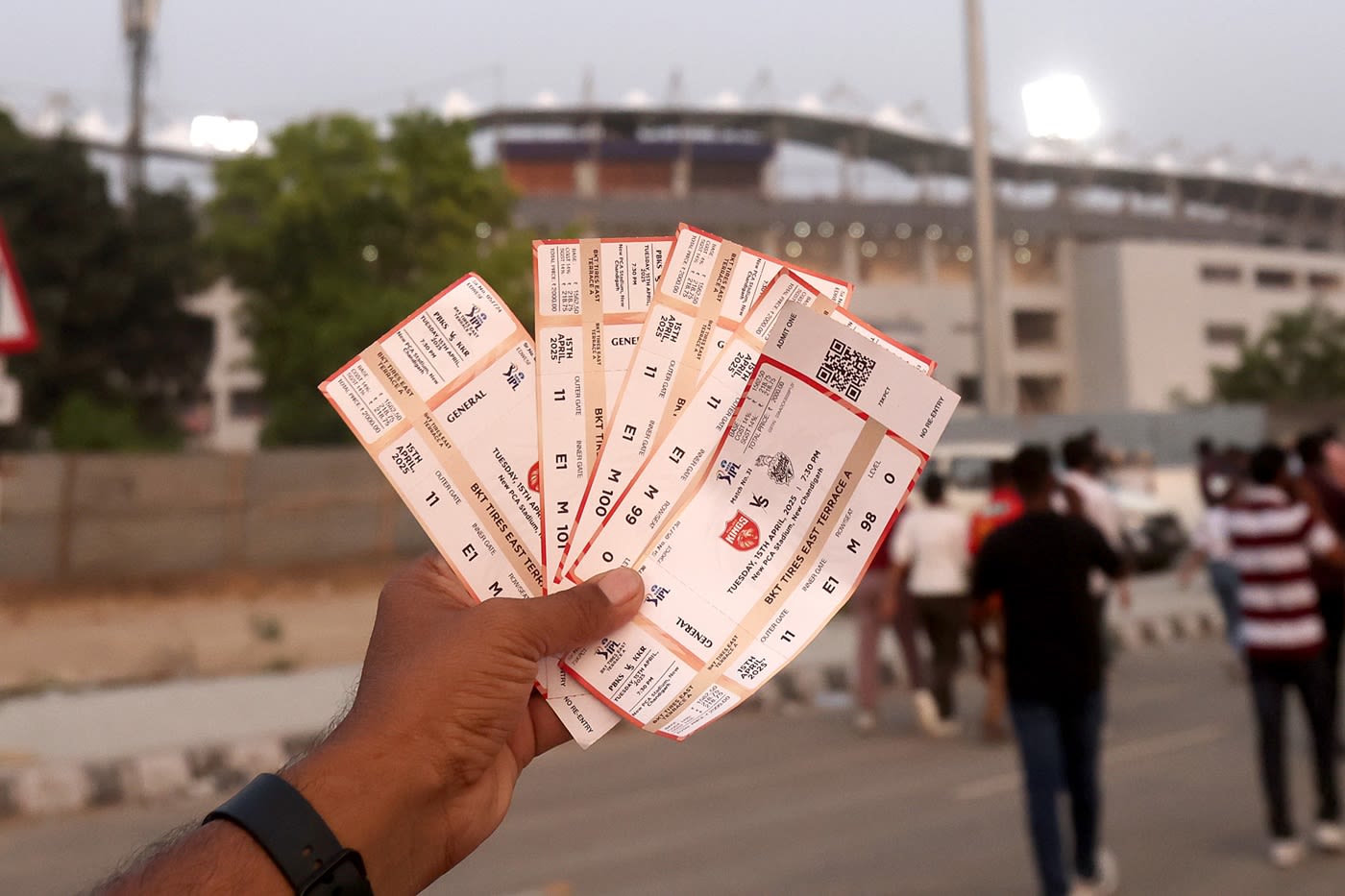 A fan shows off tickets for the PBKS-KKR match | ESPNcricinfo.com