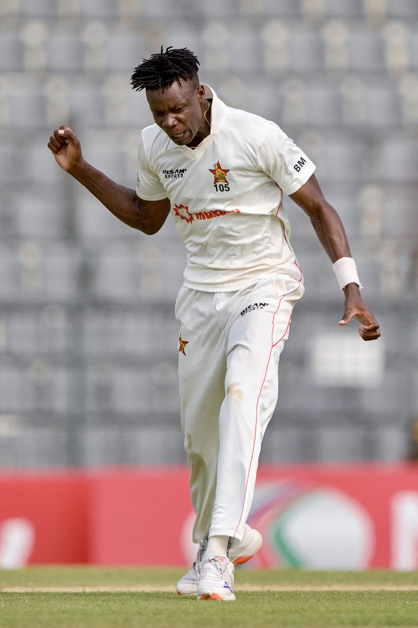 Blessing Muzarabani picked up two of the three wickets Zimbabwe took on ...