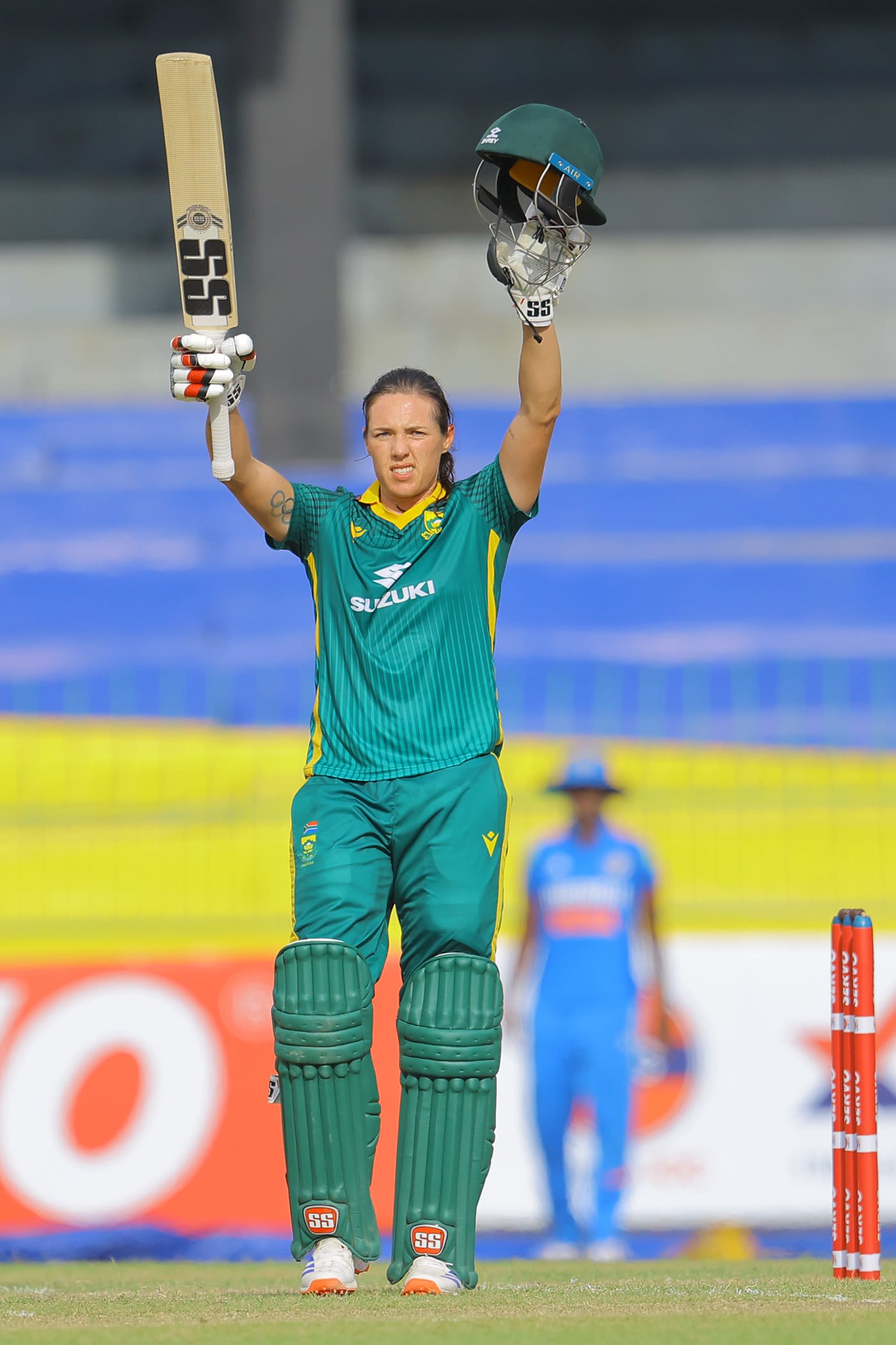 Tazmin Brits celebrates her hundred | ESPNcricinfo.com