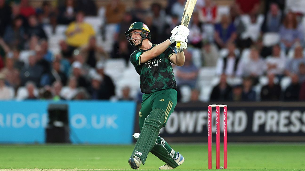 Notts beat Bears, Notts won by 7 wickets (with 5 balls remaining)
