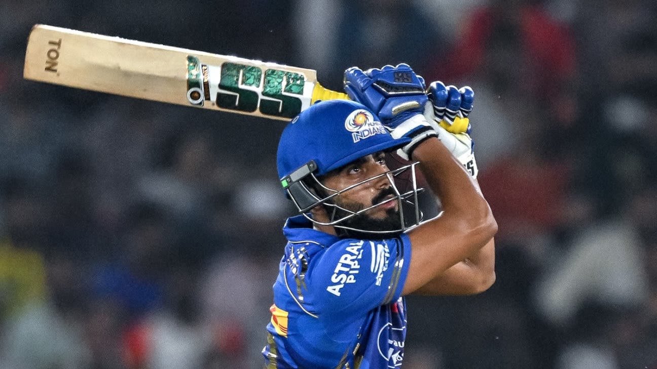 IPL 2025 - Suryakumar, Tilak, Dhir power Mumbai to 203 | ESPNcricinfo