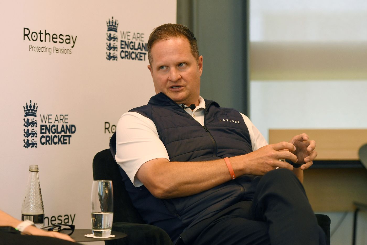 Rob Key, England Men's managing director, speaking at a Rothesay media event in London ...