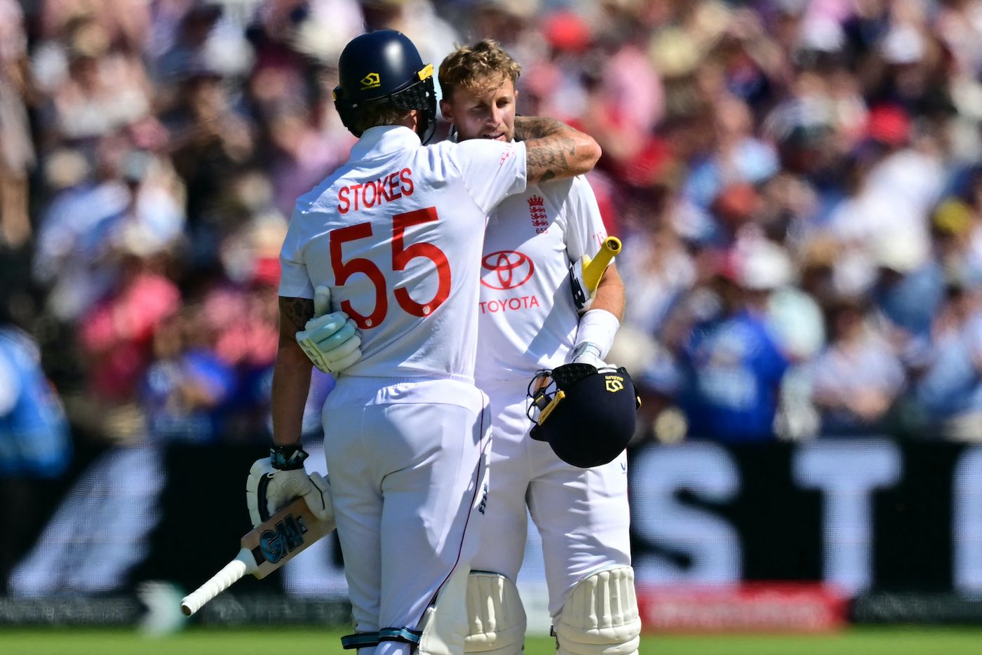 Ben Stokes and Joe Root celebrate the latter's century | ESPNcricinfo.com