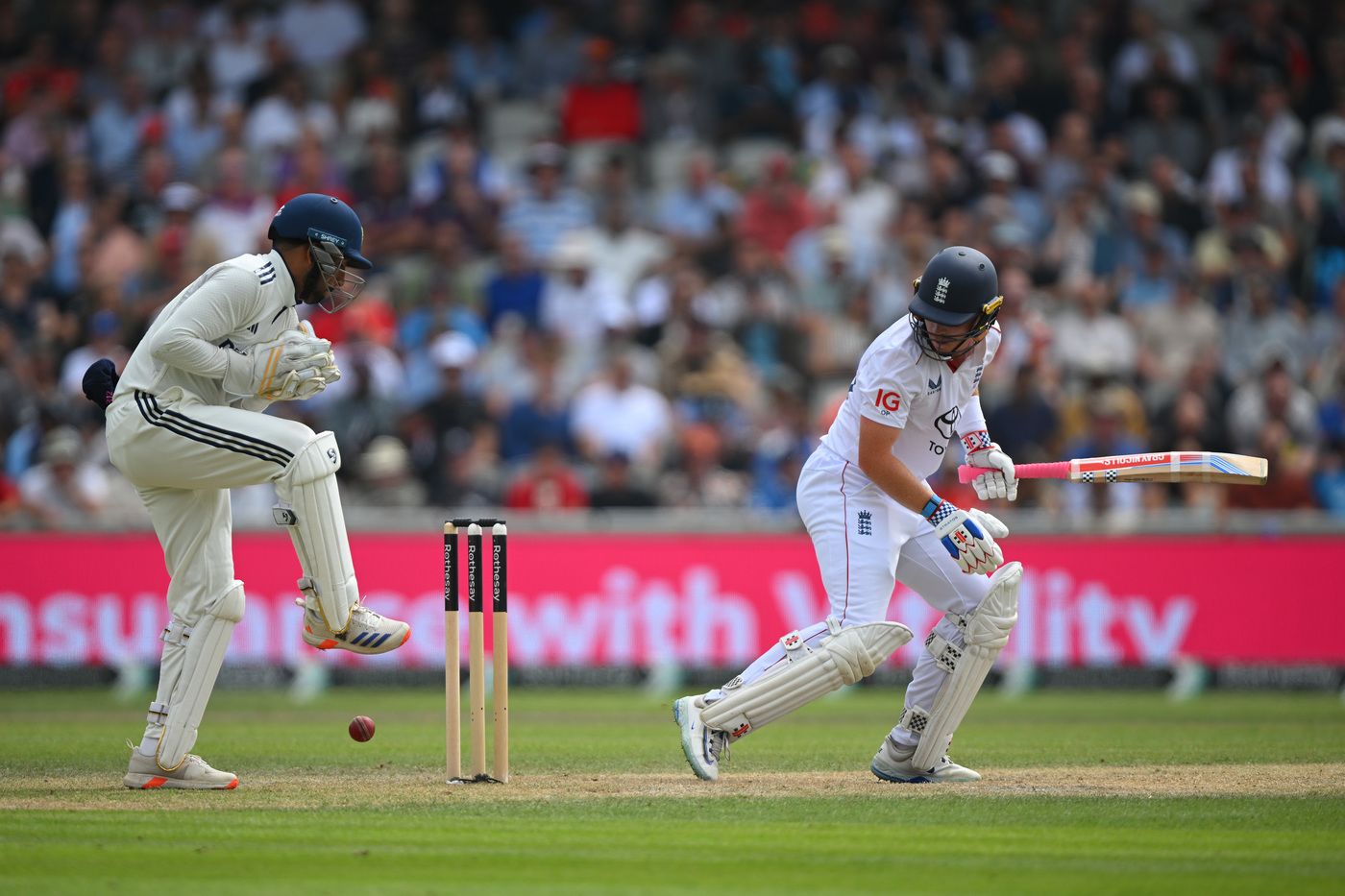 Ollie Pope gloved behind, and Dhruv Jurel dropped a difficult chance ...