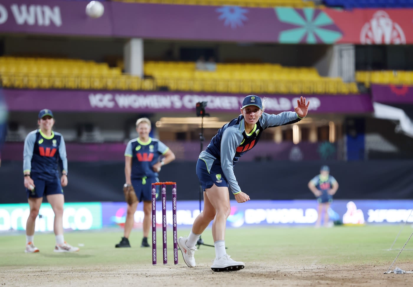 Ash Gardner has a bowl during a training session | ESPNcricinfo.com
