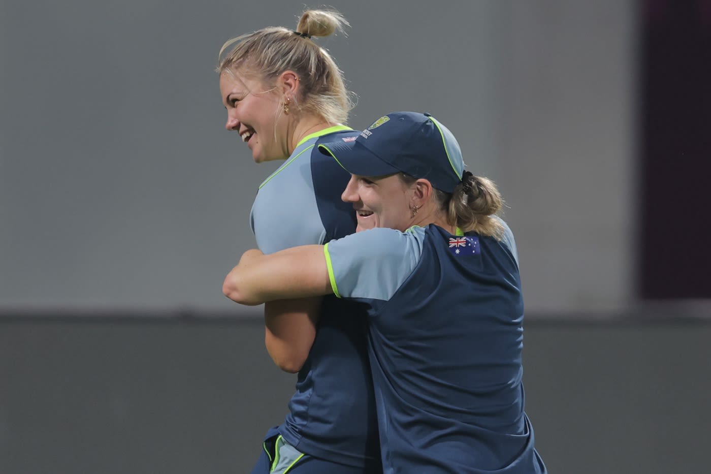 Georgia Voll and Annabel Sutherland share a lighter moment during ...