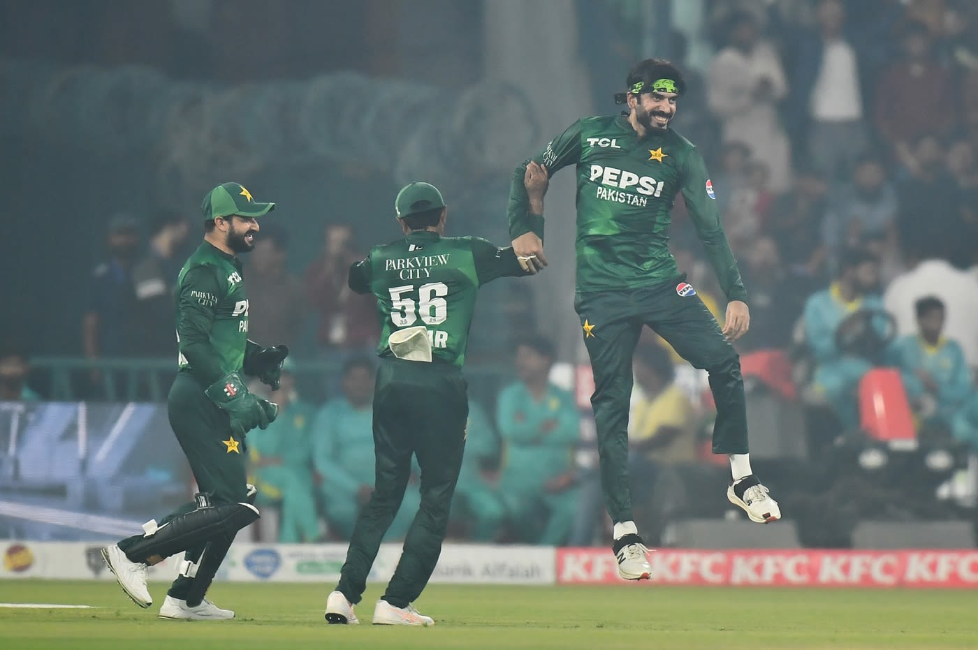 Usman Tariq celebrates his first catch in international cricket ...
